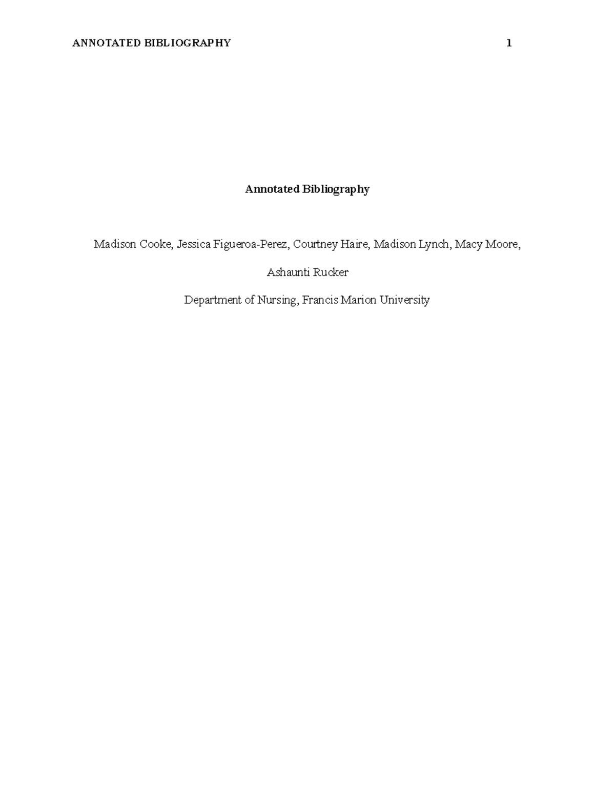 Copy of Annotated bib Kingstree - Annotated Bibliography Madison Cooke ...