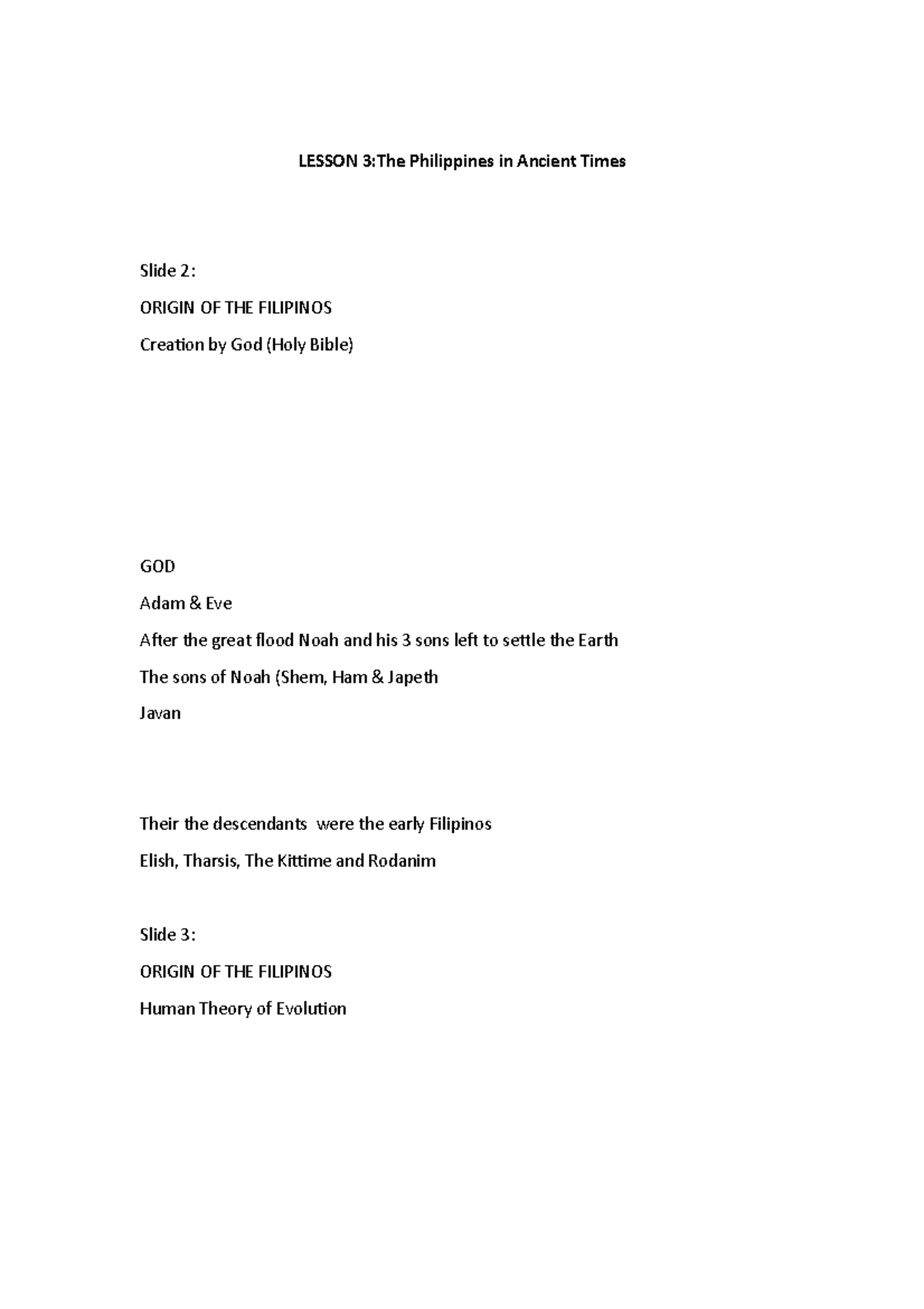 Lesson 3 The Philippines in Ancient Times - LESSON 3:The Philippines in ...