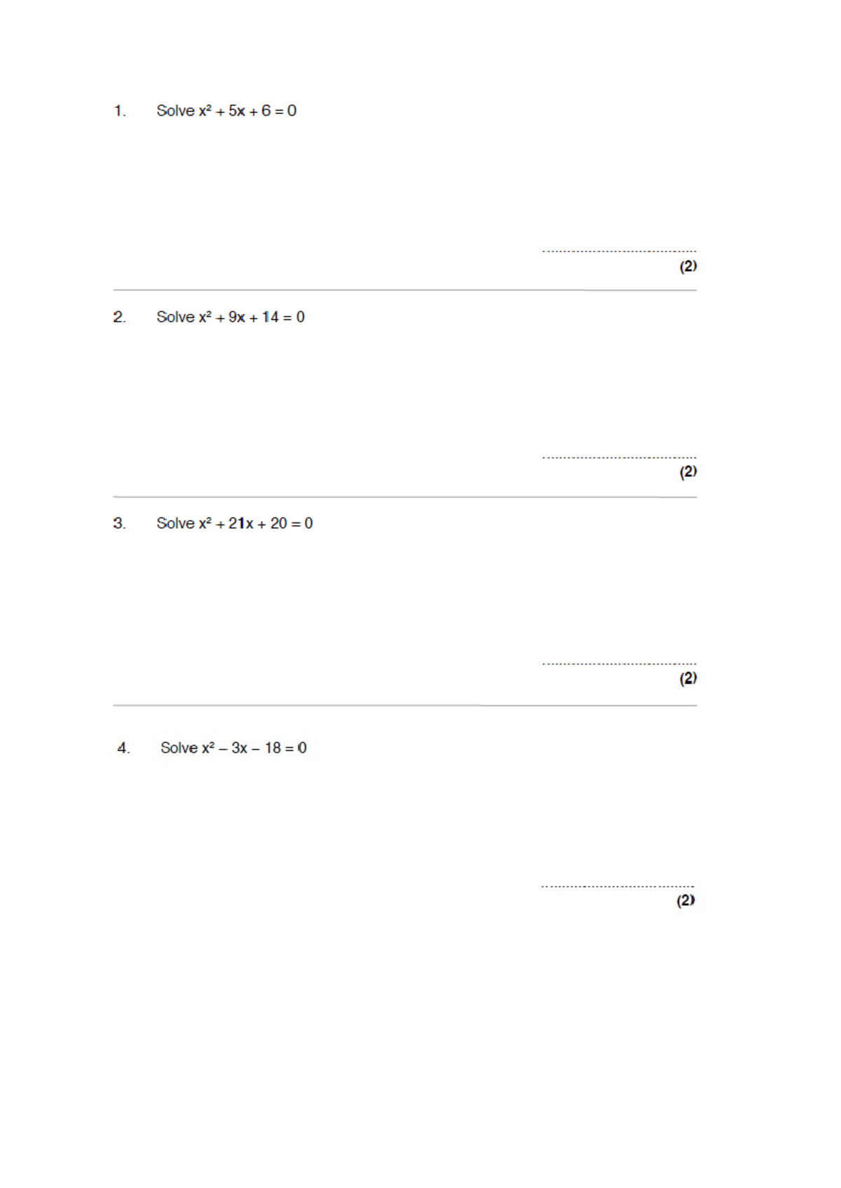 Homework Quadratic equations - Studocu