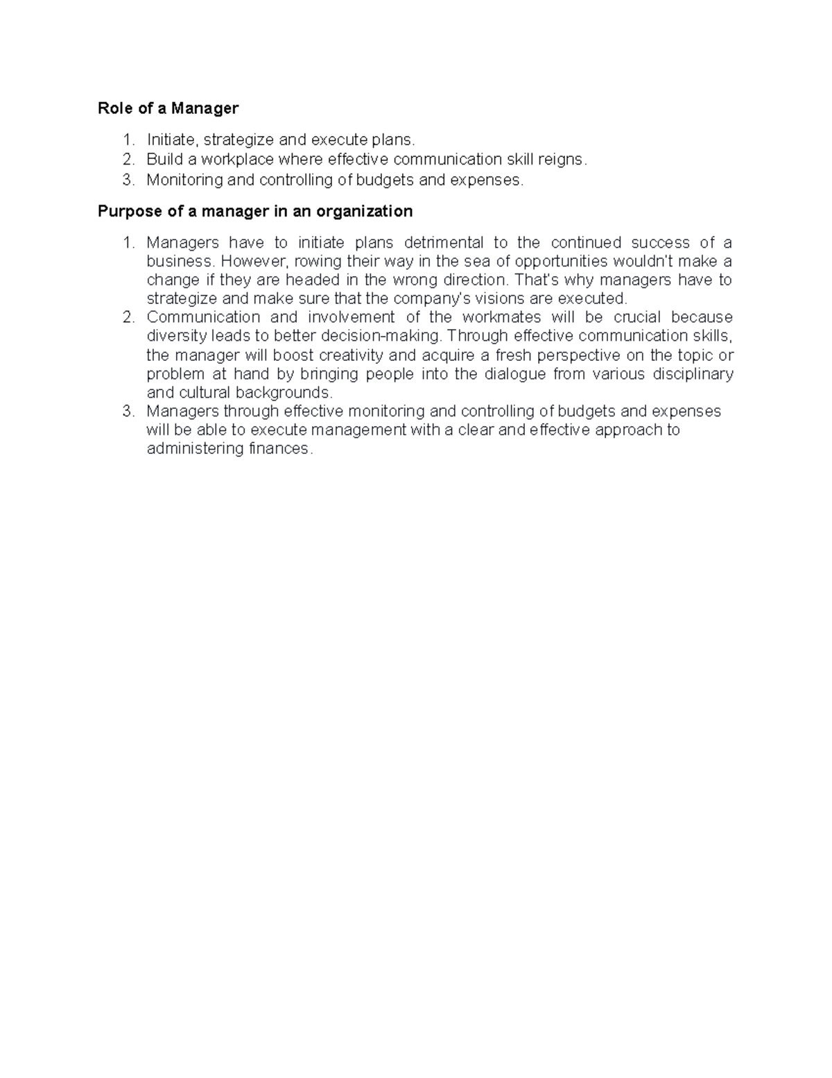 Organization Management Activity 2 Management Activity 2 Management ...