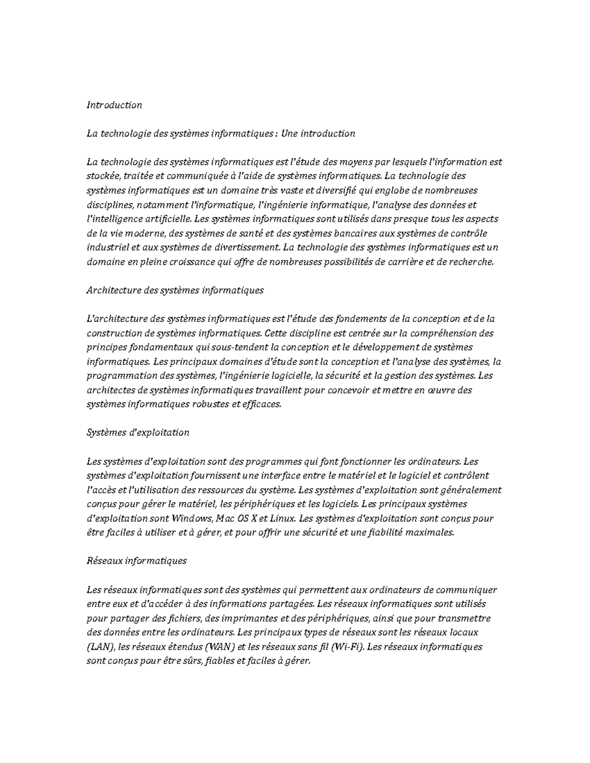 Computer Systems Technology Study Notes - Introduction La technologie ...