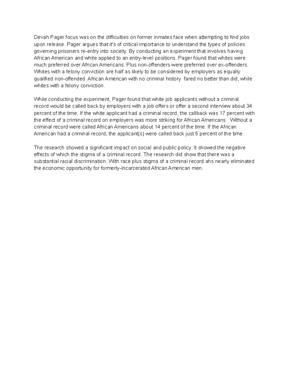 Sociology 101 Conformity, Deviance, AND Crime - Devah Pager focus was ...