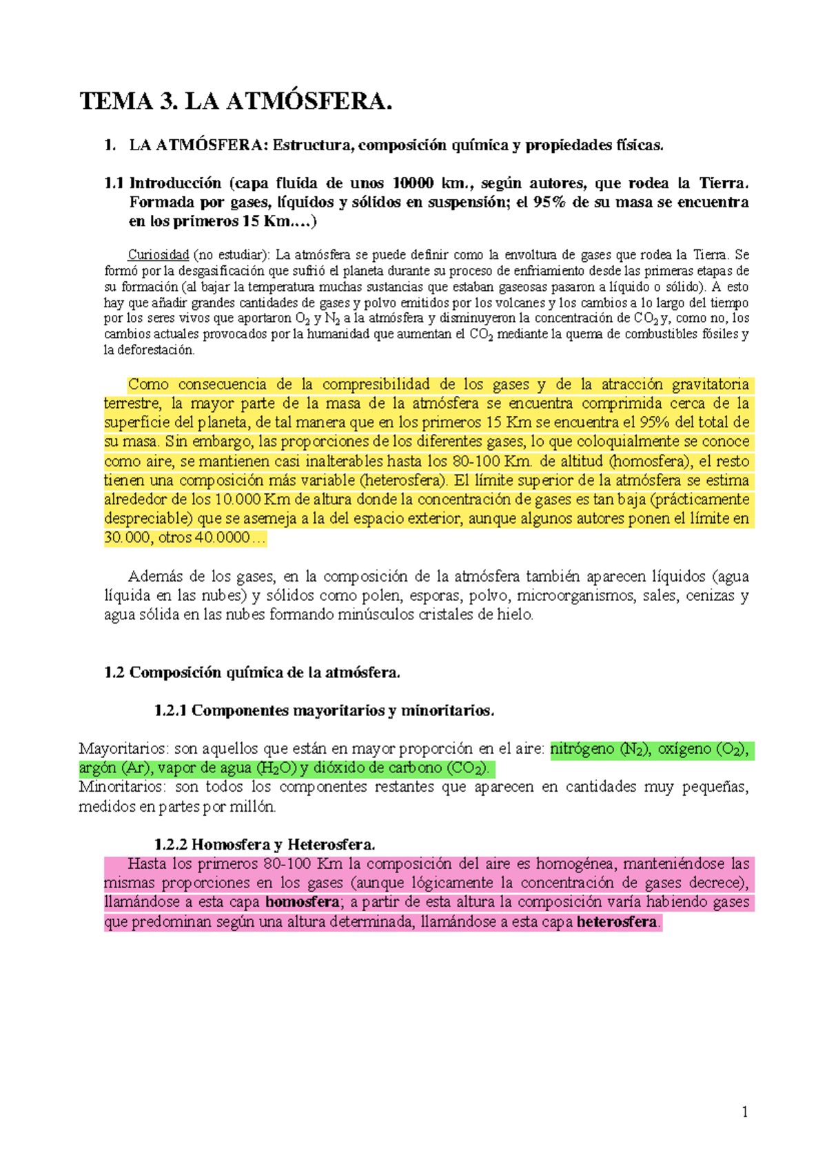 LA Atmósfera - Aountes personales - TEMA 3. LA ATMÓSFERA. LA ATMÓSFERA ...