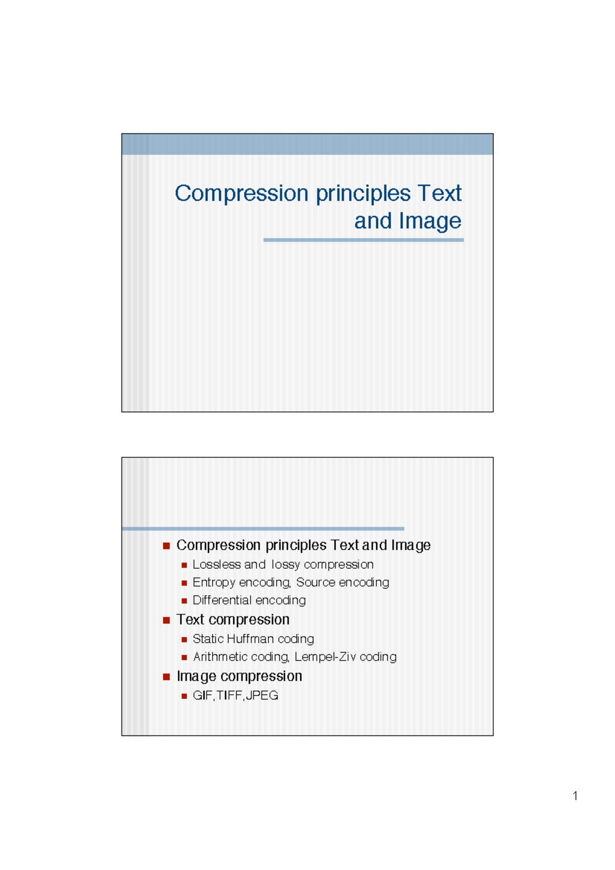MMC Compression Principles Text and Image - Compression principles Text ...