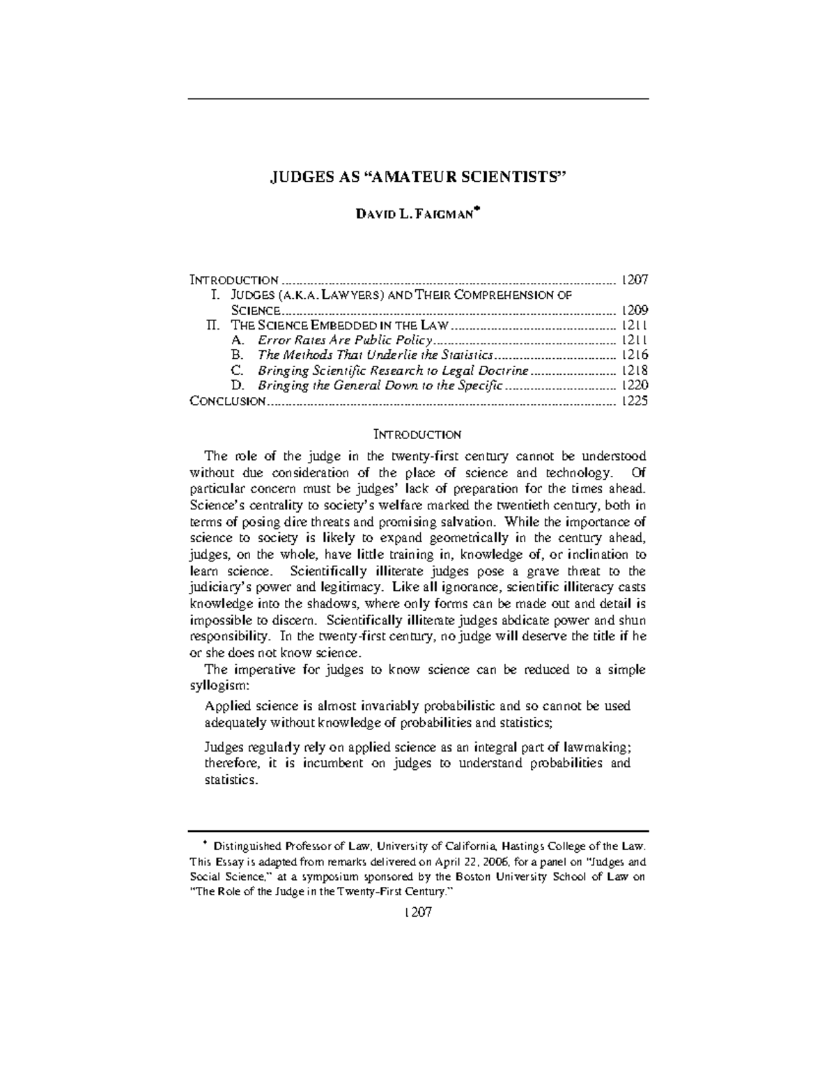 Judges as AMatuer scientist - 1207 JUDGES AS “AMATEUR SCIENTISTS” DAVID ...