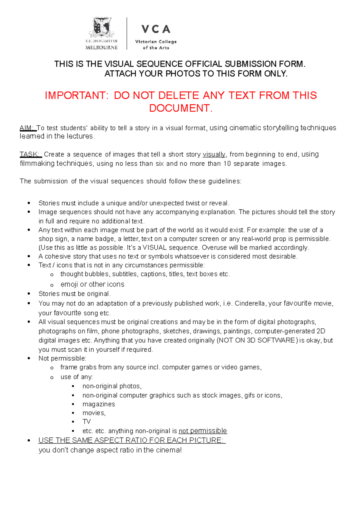 Visual Sequence Submission FORM - THIS IS THE VISUAL SEQUENCE OFFICIAL ...