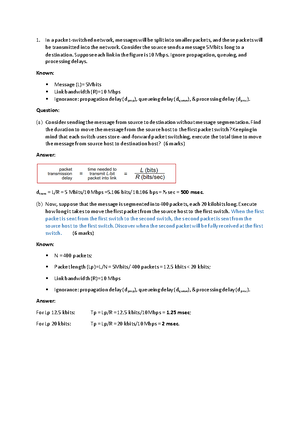 Quiz 1 - Computer Network Introduction Chapter - BEC41003 COMPUTER NETWORK Quiz 1 Q1. Coaxial ...