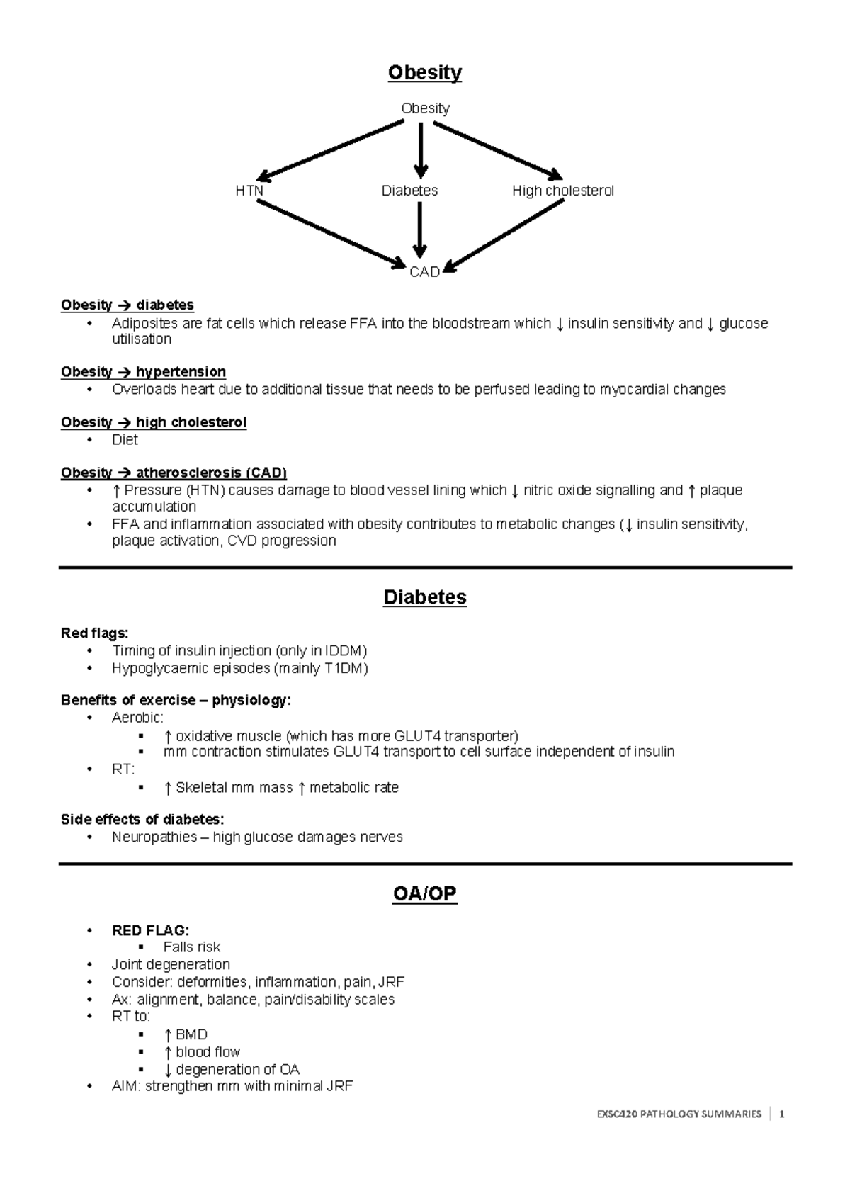 UOW EXSC420 - Final summaries (links, red flags, considerations ...