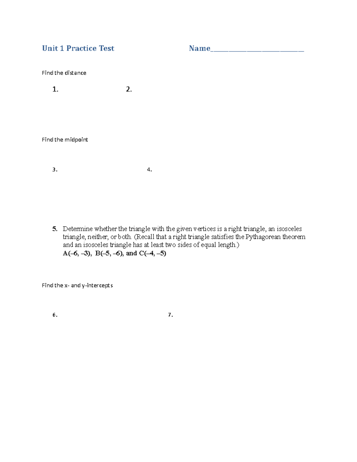 Unit 1 Practice Test - Unit 1 Practice Test Name ...
