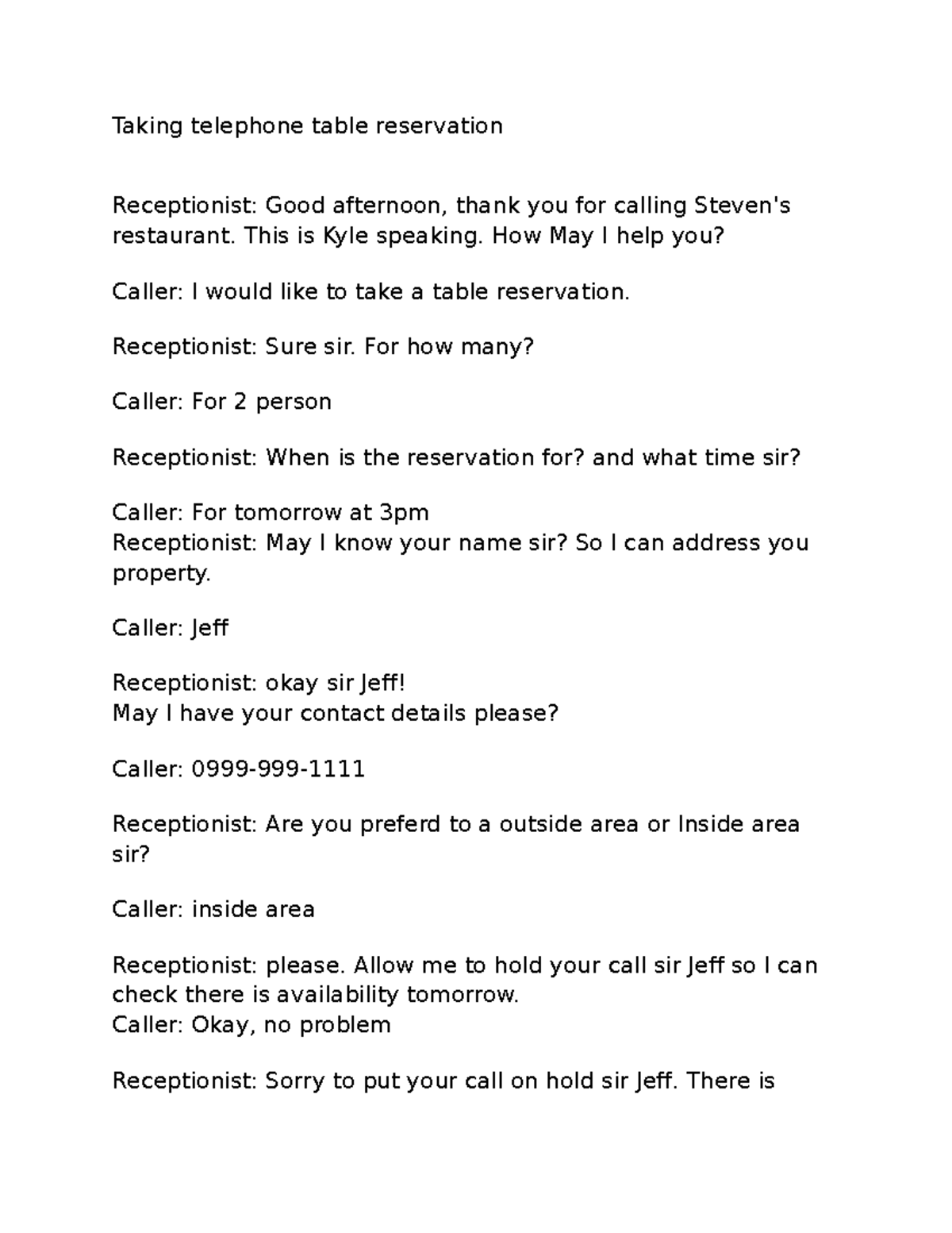 Inbound 5556497516624946540 - Taking telephone table reservation ...