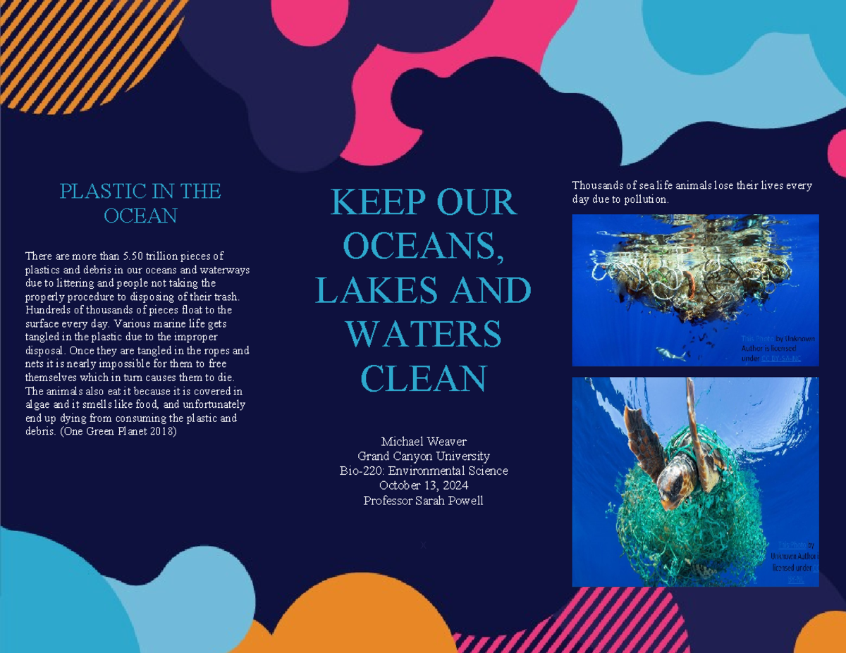 Restoration Pamphlet BIO-220 - PLASTIC IN THE OCEAN There are more than ...