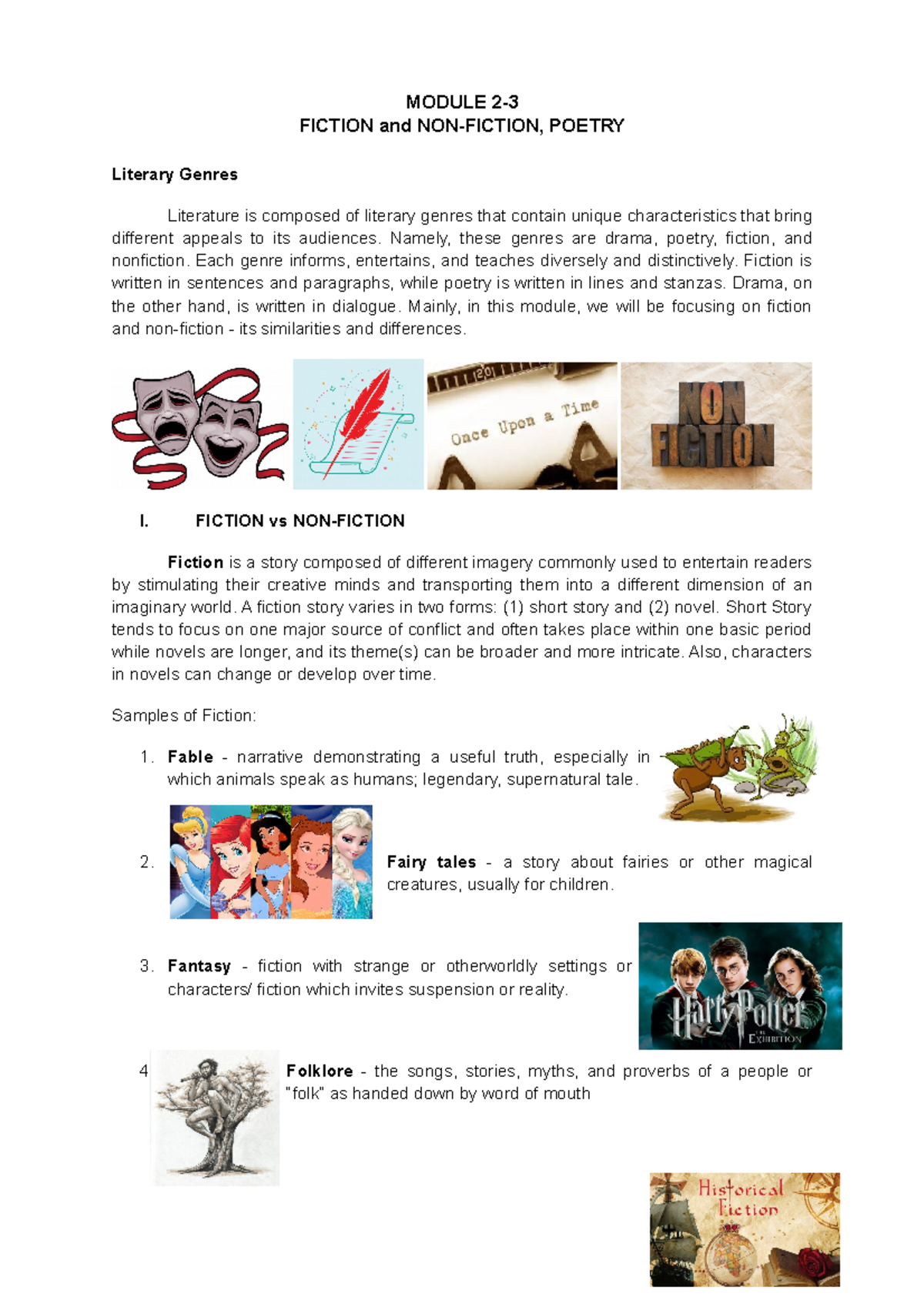 Lecture-Fiction & Non-fiction, Peotry - BS Psychology - Studocu