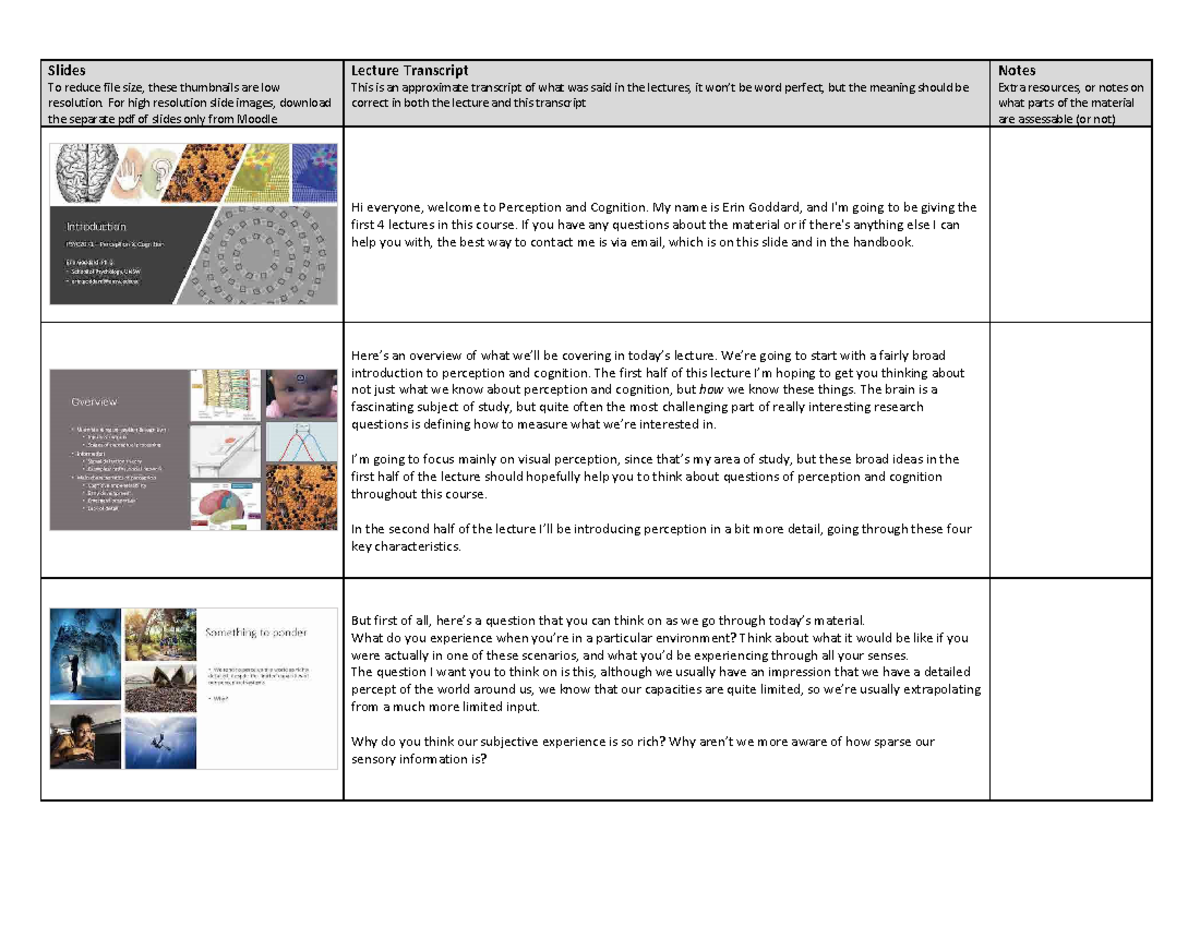 PSYC2071 lecture 1 2023 introduction notes transcript - Slides To ...
