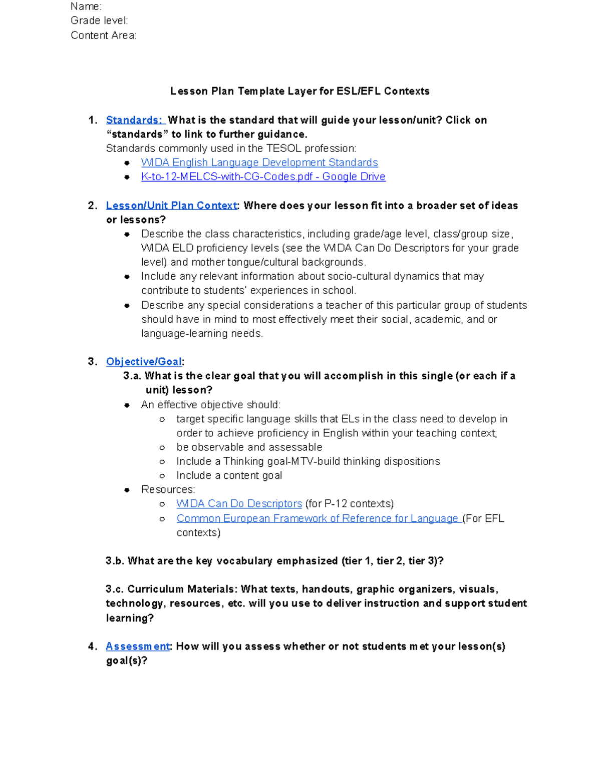 Tesol Lesson Plan Layer - Teaching English as a foreign language and ...