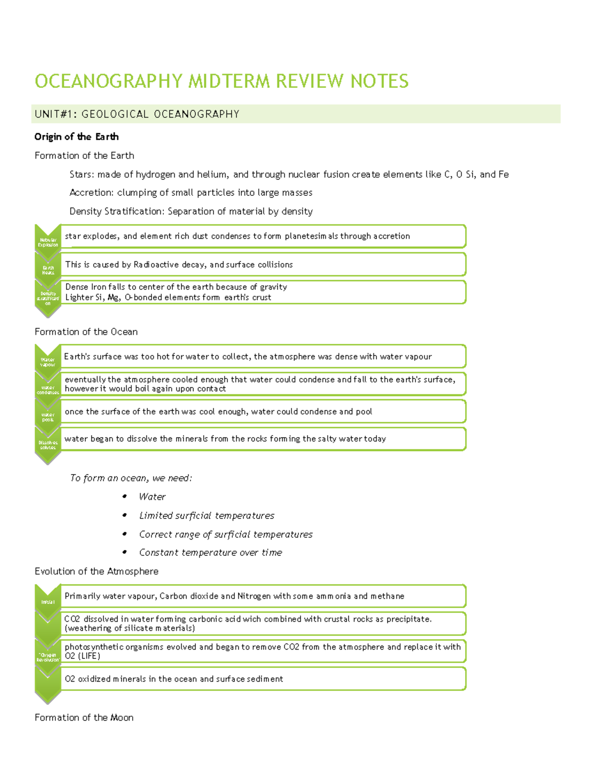 Oceanography Midterm Review Notes - OCEANOGRAPHY MIDTERM REVIEW NOTES ...