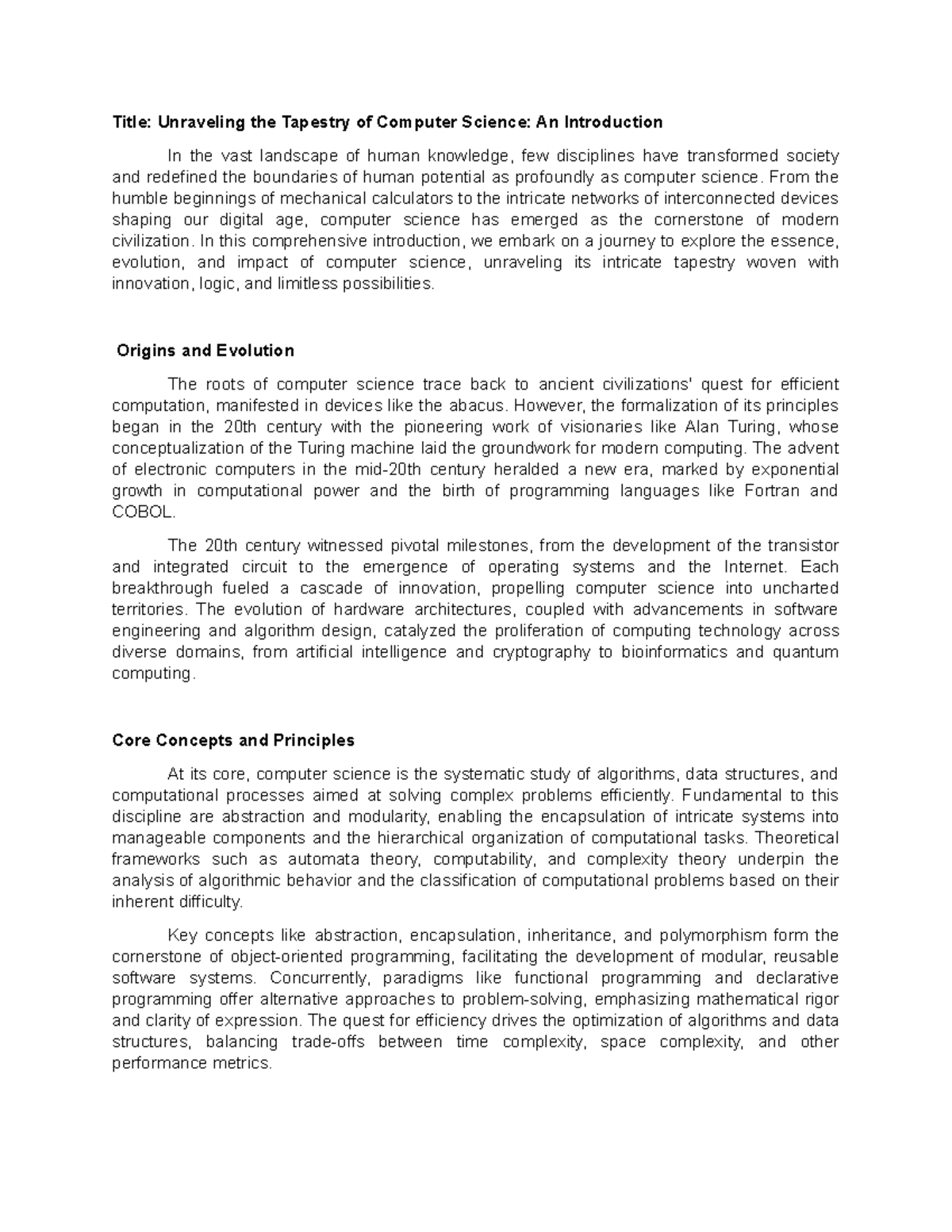 Computer program - this is only for you additional knowledge - Title ...