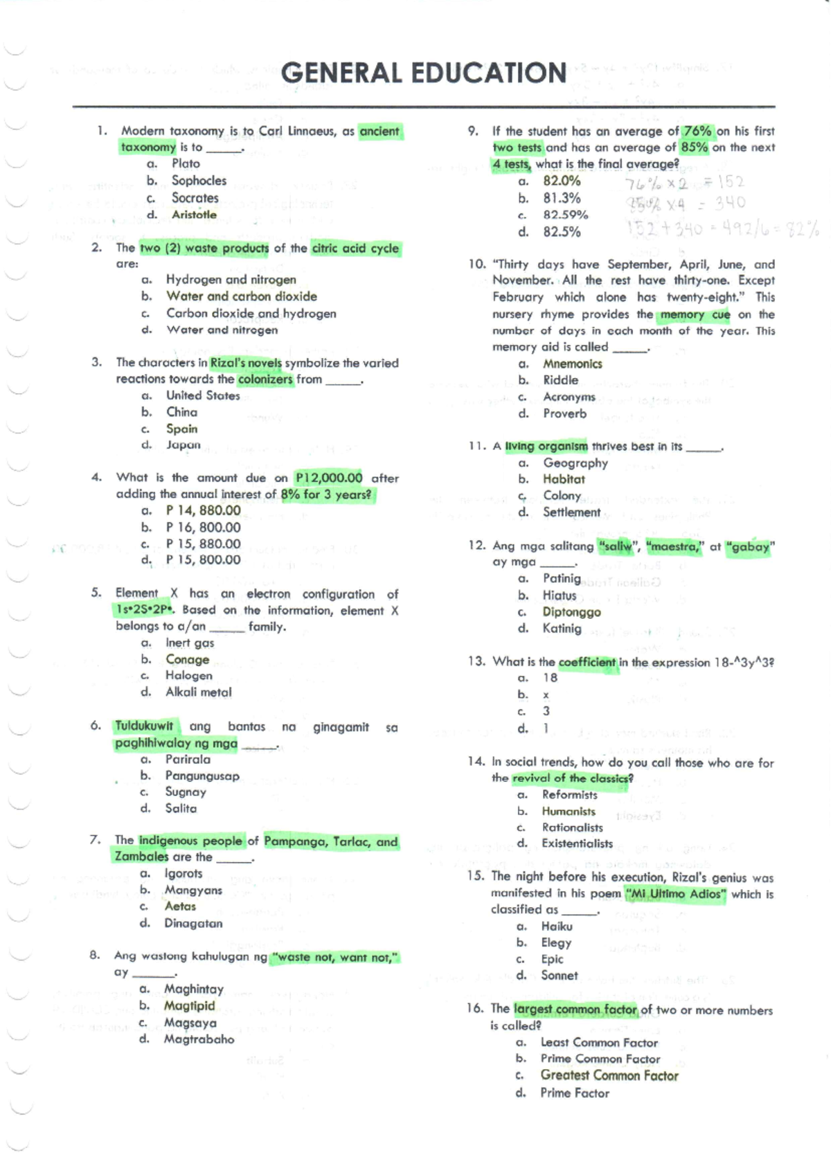 General Education Reviewer - Elementary Education - Studocu