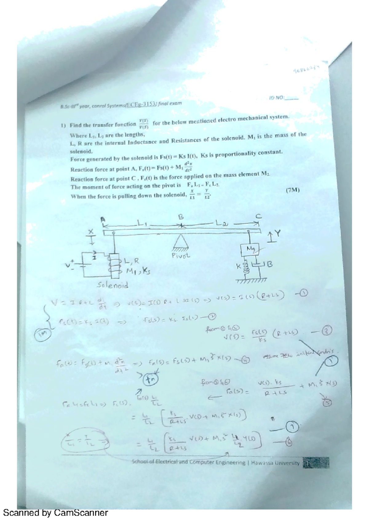 Control exam - practice test - 96866237 ID NO: year, conrol final exam ...