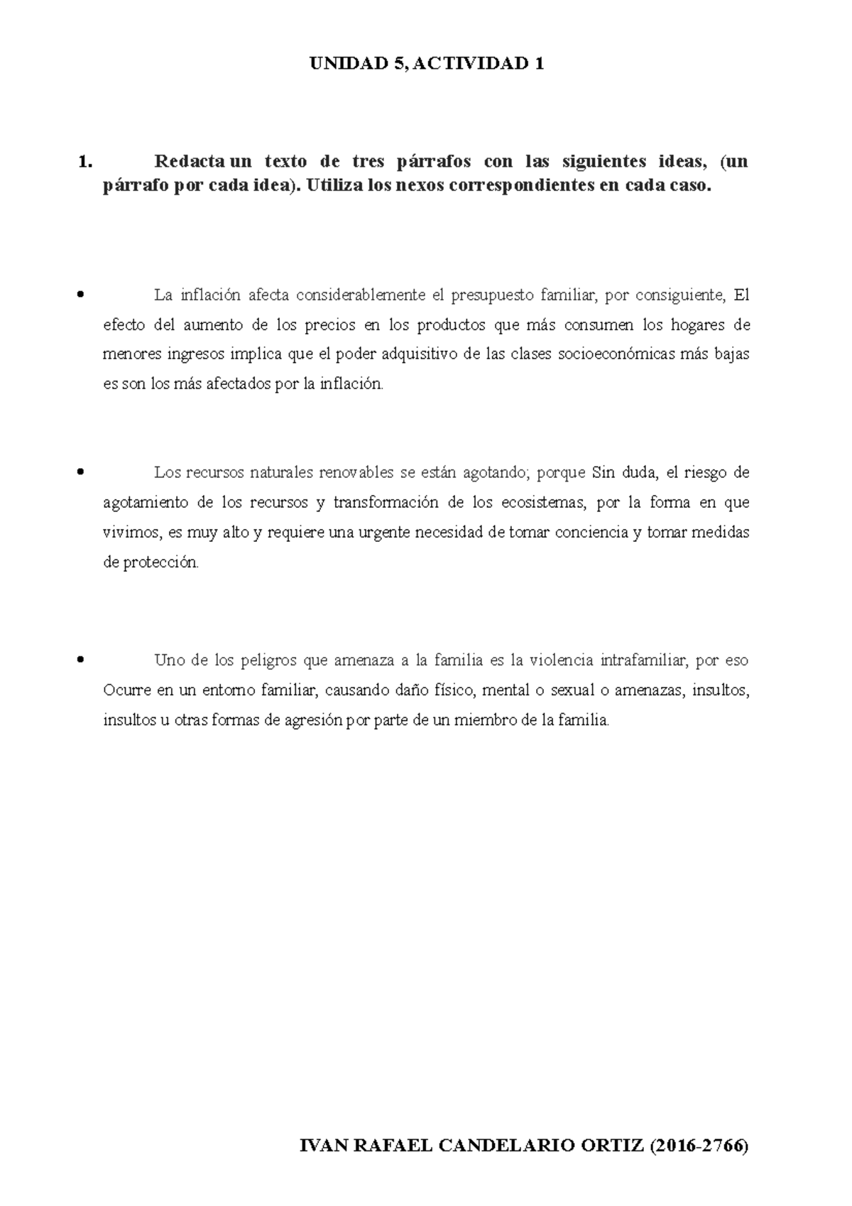 Unidad R, Actividad 1 - hola - UNIDAD 5, ACTIVIDAD 1 1. Redacta un ...