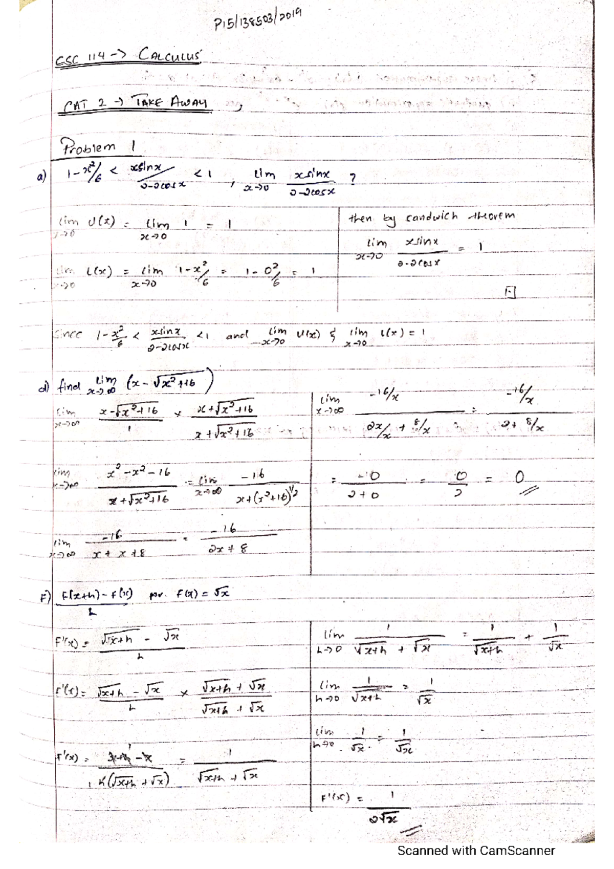 Problem 1 - Lecture Notes - Calculus - Studocu