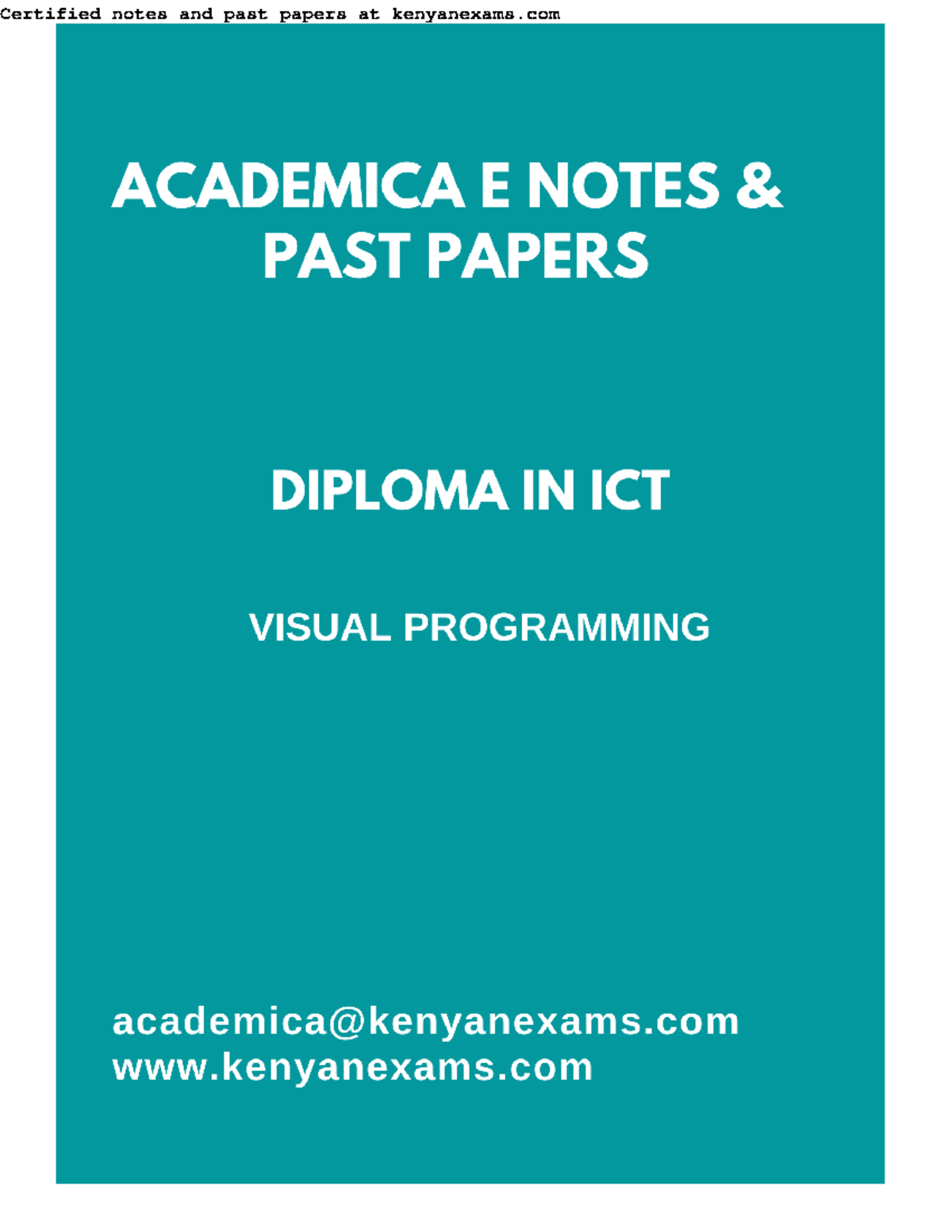 Visual basic programming notes - TABLE OF - Studocu
