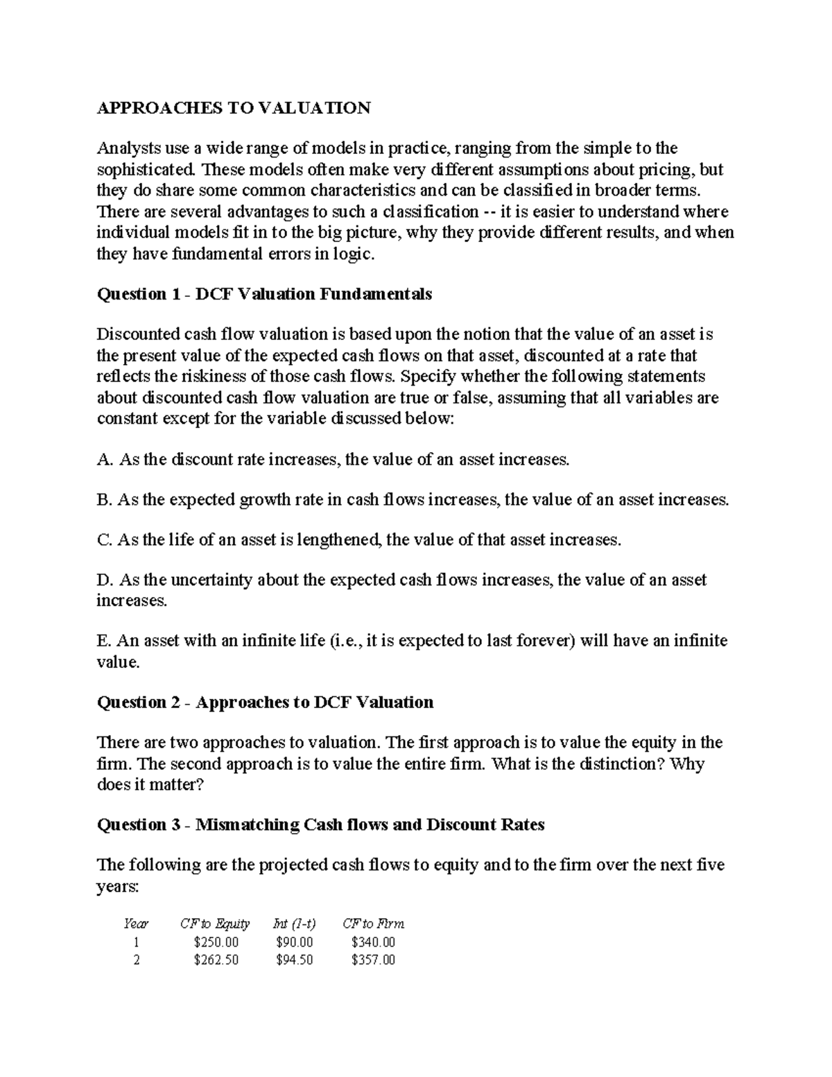 Approaches TO Valuation - APPROACHES TO VALUATION Analysts use a wide ...