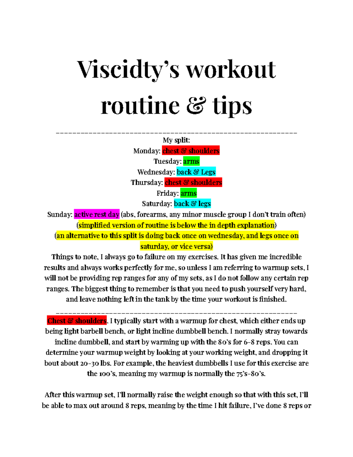 Viscidty’s workout routine & tips - Viscidty’s workout routine & tips ...