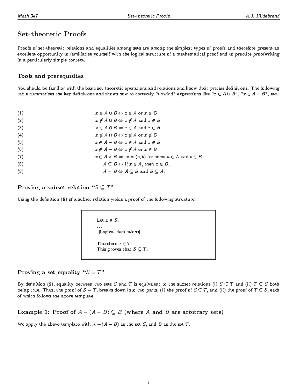 Settheory-proofs - proofs - Math 347 Set-theoretic Proofs A. Hildebrand ...
