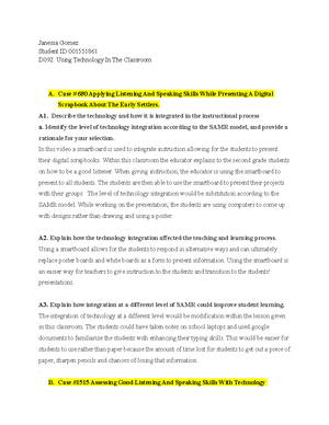 D152 Inclusive Classroom Course Notes - D152 Inclusive Classroom ...