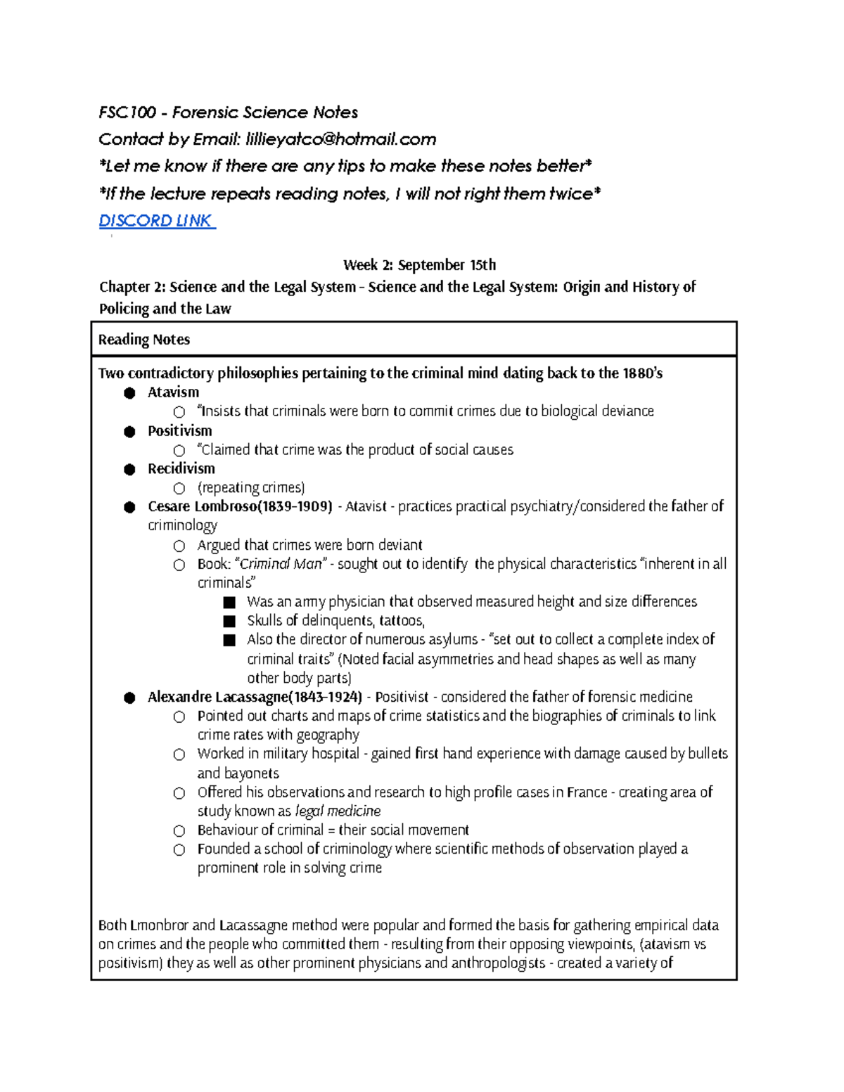 Forensic Science Notes (FSC100) - FSC100 - Forensic Science Notes ...