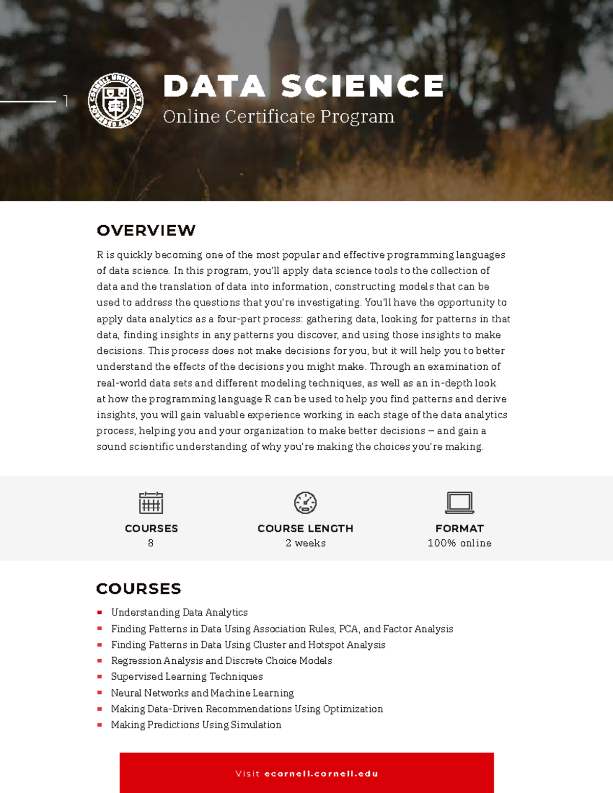 CU Data Science - 1 DATA S C I E N C E Online Certificate Program ...
