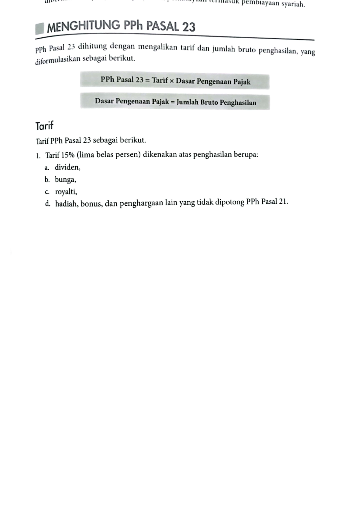 Tarif pph 23 - Summary Perpajakan Teori dan Kasus - pembiayaan syariah ...