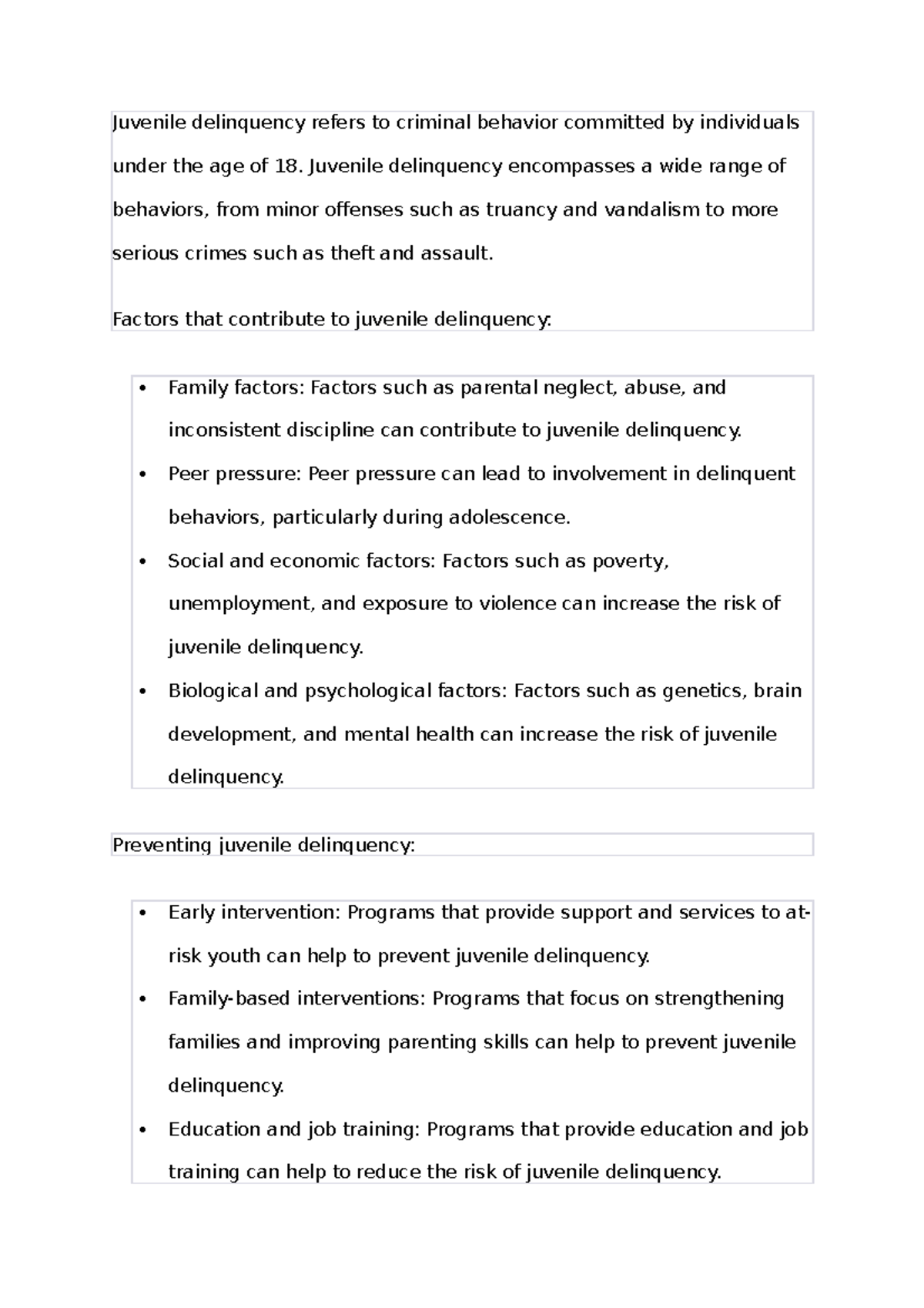 Juvenile Delinquency - ... - Juvenile delinquency refers to criminal ...