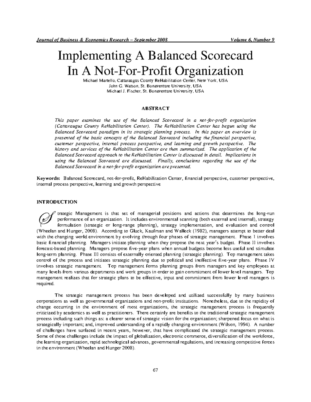 1 4 bsc - Implementing A Balanced Scorecard In A Not-For-Profit ...