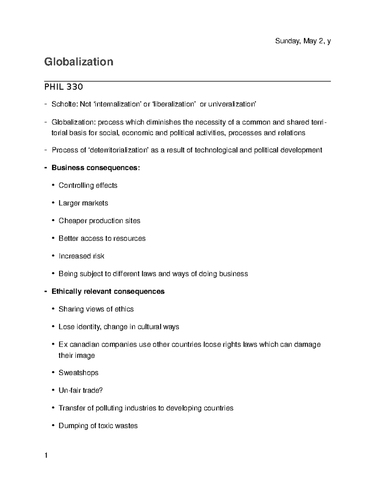 Globalization - Studocu