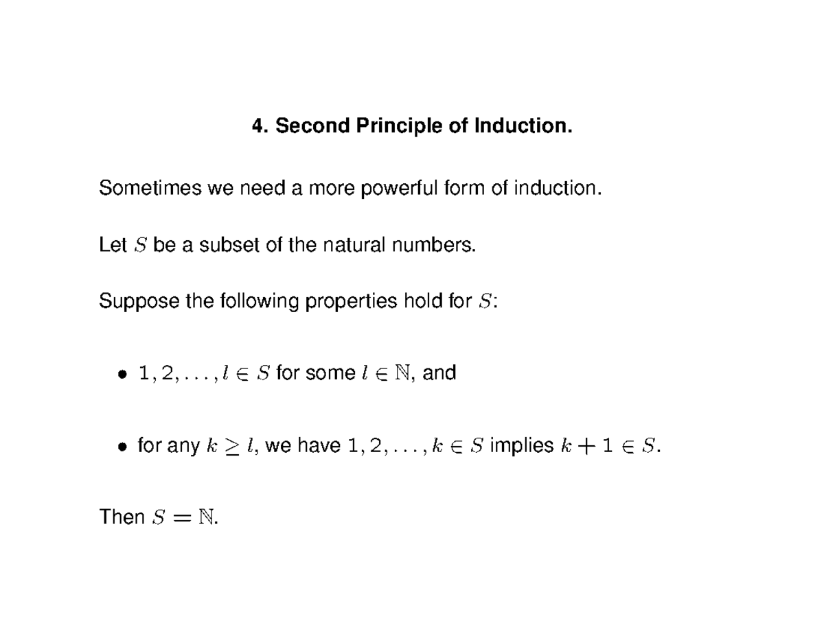 Second principle of induction week 2 lecture notes - Second Principle ...