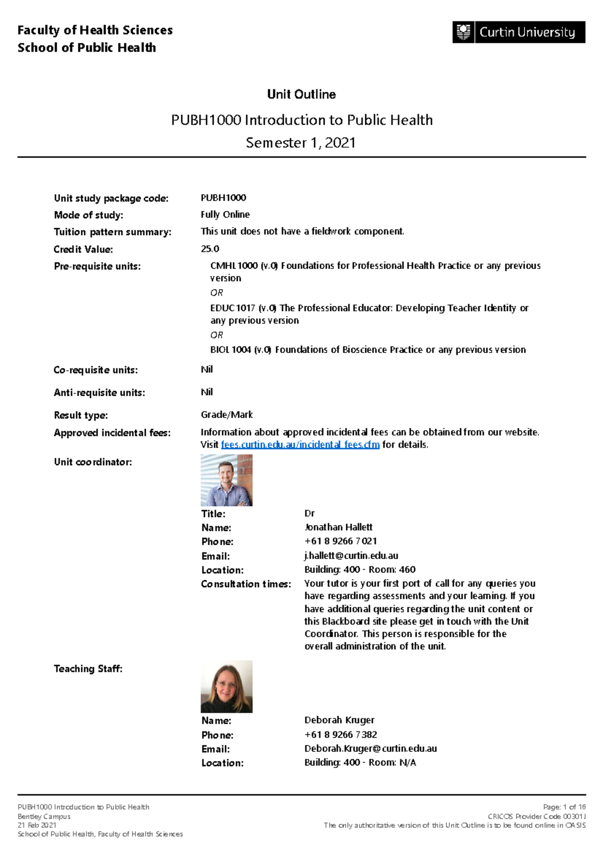 PUBH1000 Introduction to Public Health Semester 1 2021 Bentley Campus ...