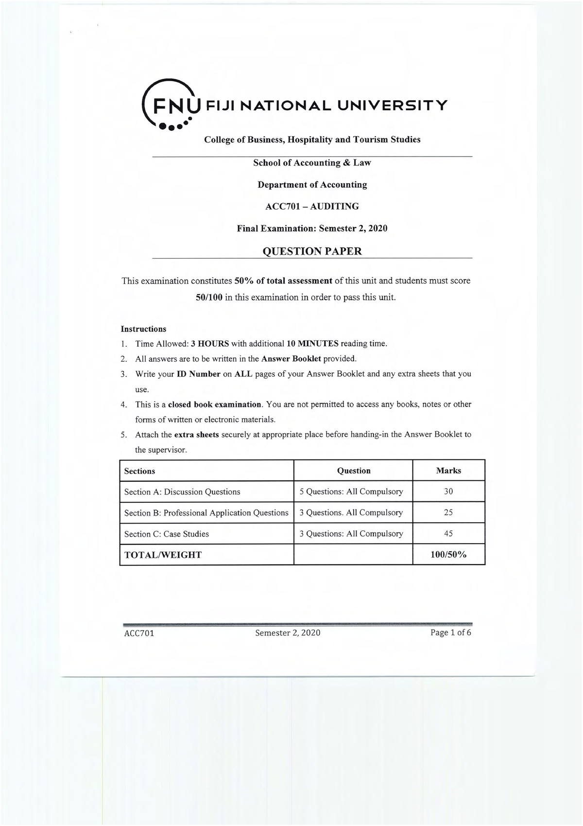ACC701 - Past exam Paper - Corporate Accounting - Studocu