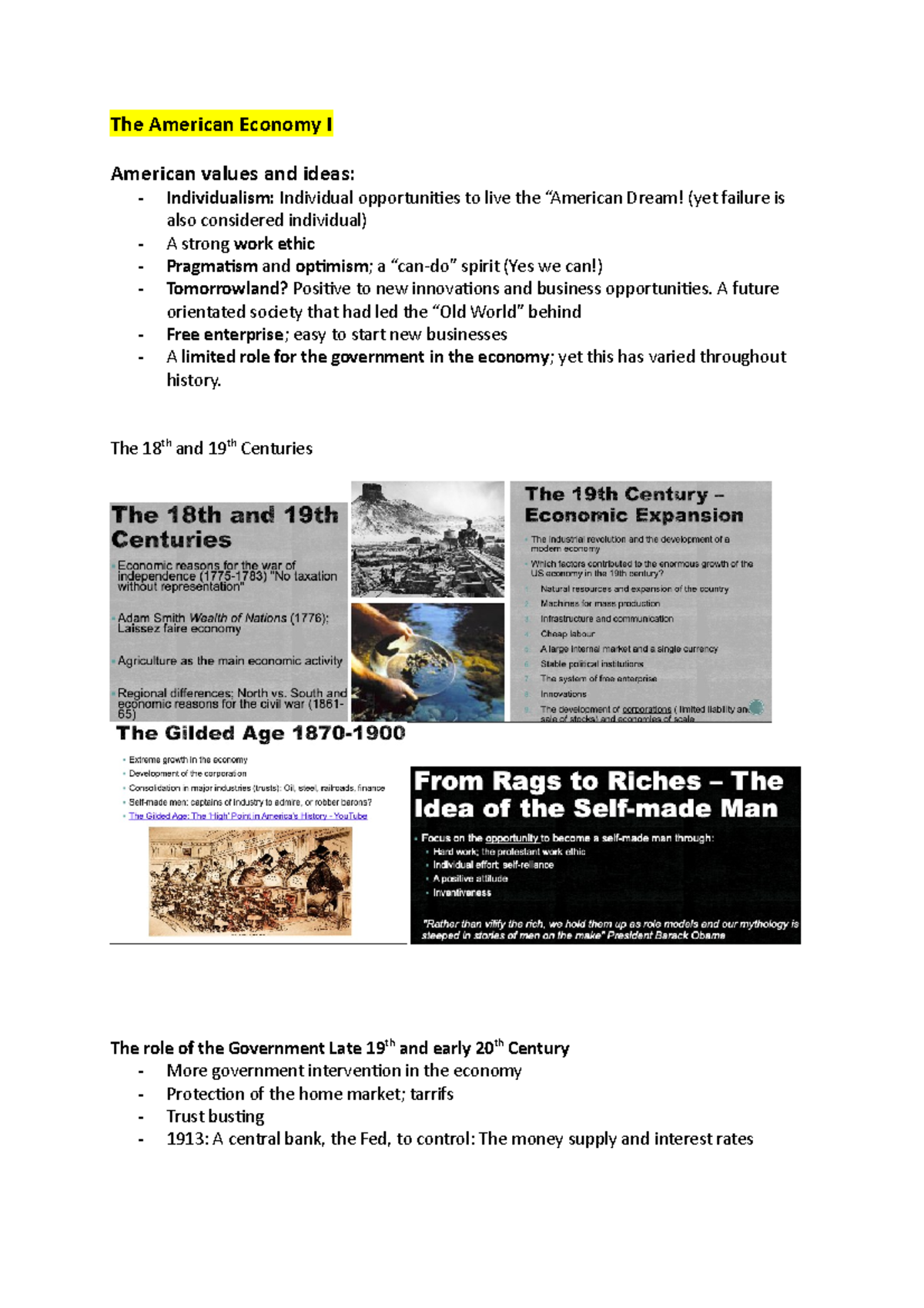 American economy - A future orientated society that had led the “Old ...