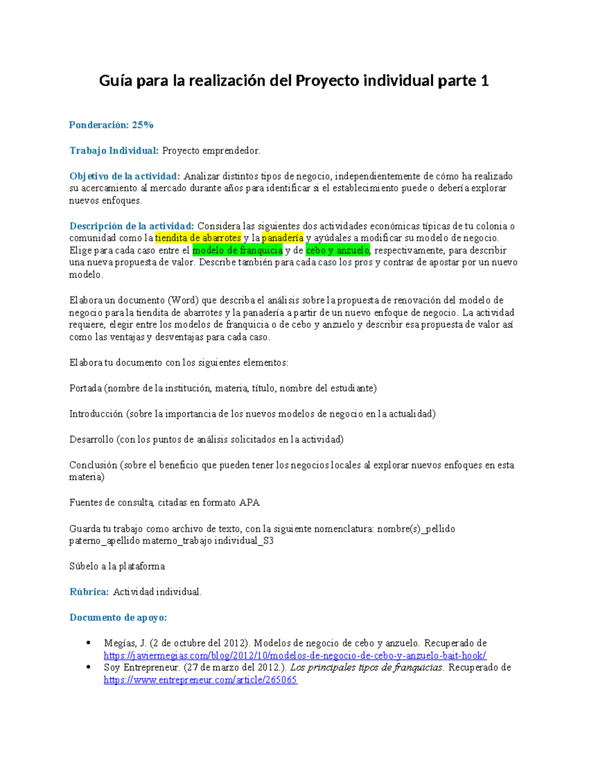 Gui a para la realizacio n del Proyecto individual parte 1 (1) 1 - Guía para la realización del ...