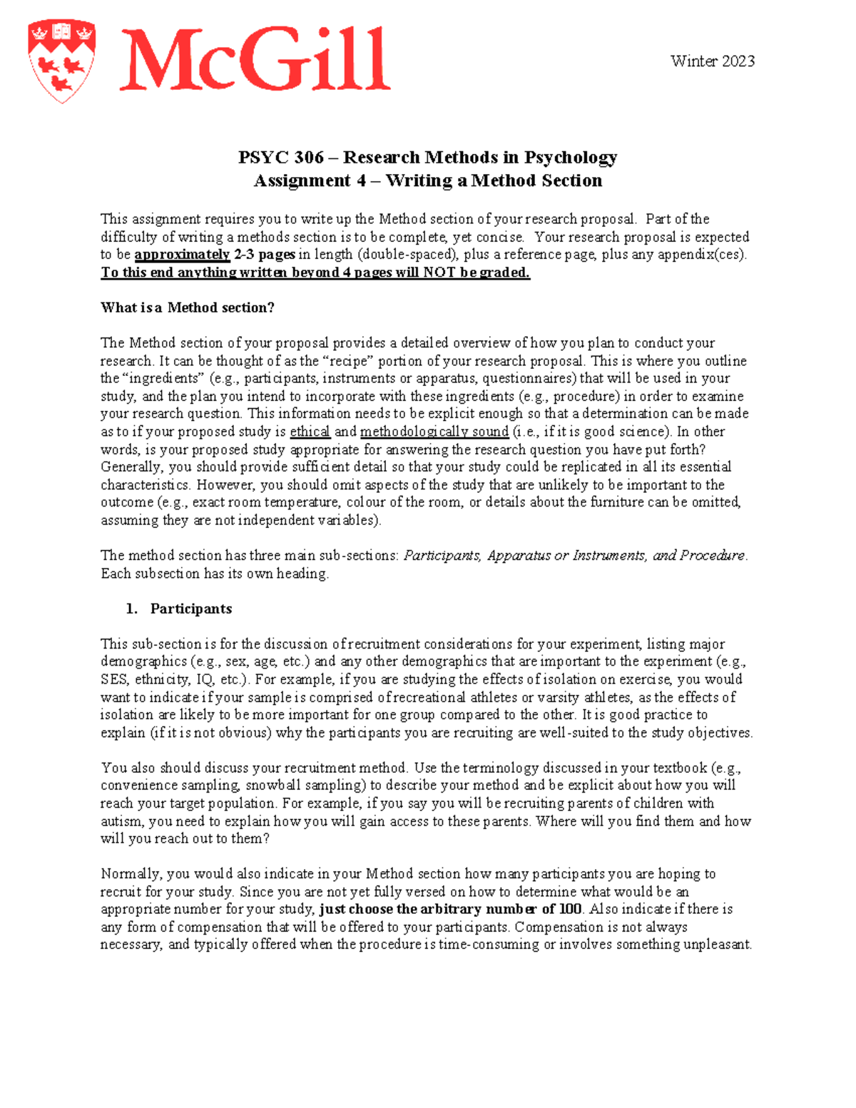 PSYC 306 Research Methods in Psychology Assignment 4 - PSYC 306 ...