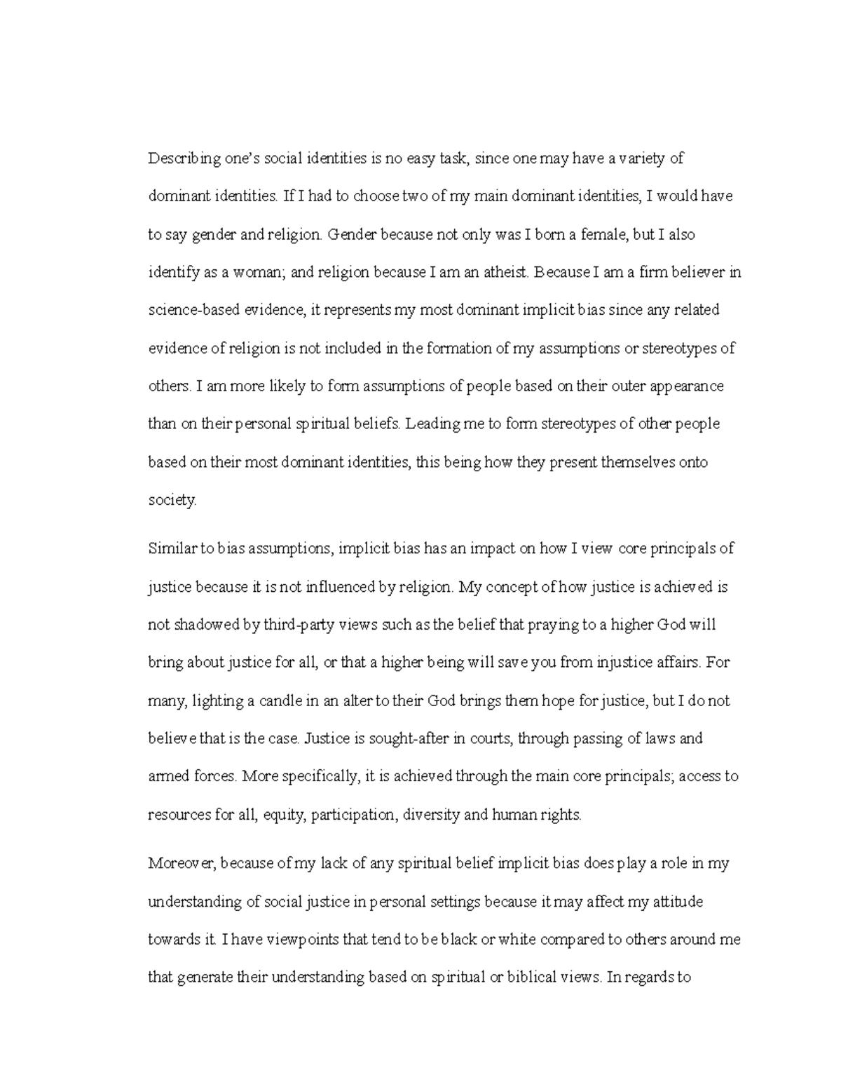 1-2 Journal Using Social Justice and Understanding Bias - Describing ...