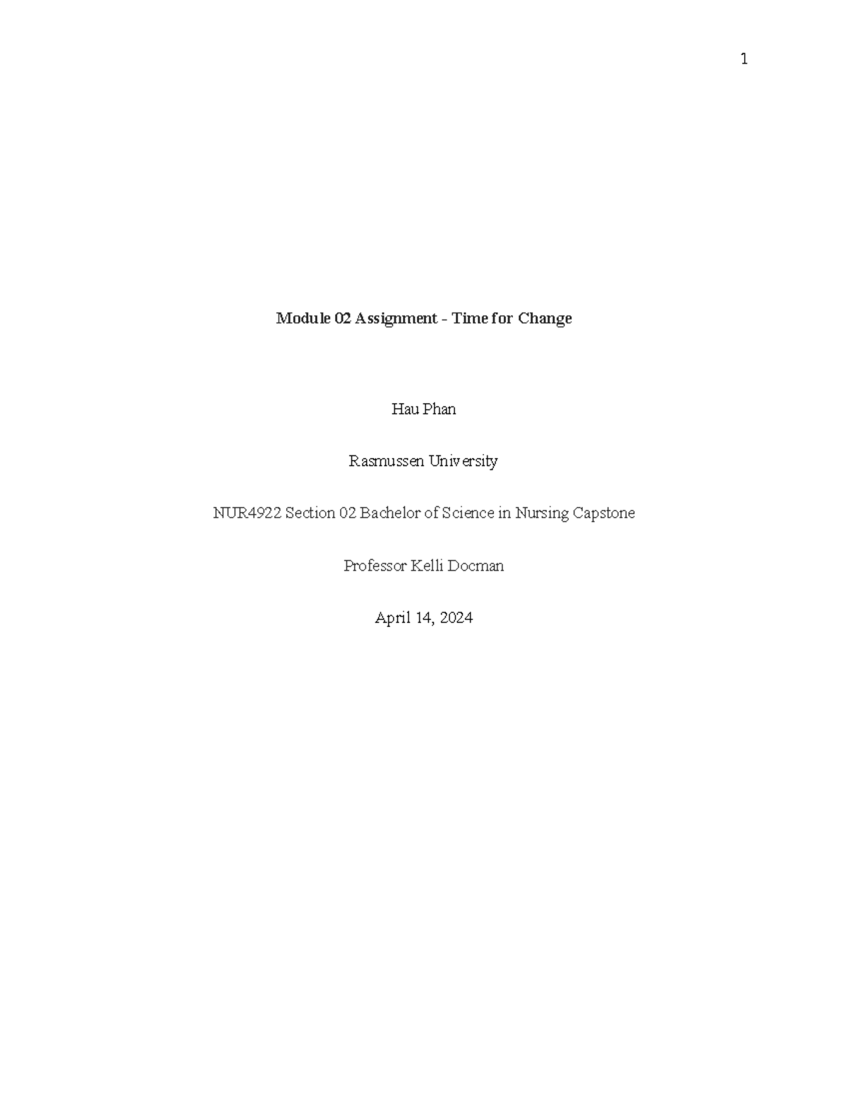 Hauphan Module 2 - Module 02 Assignment - Time for Change Hau Phan ...