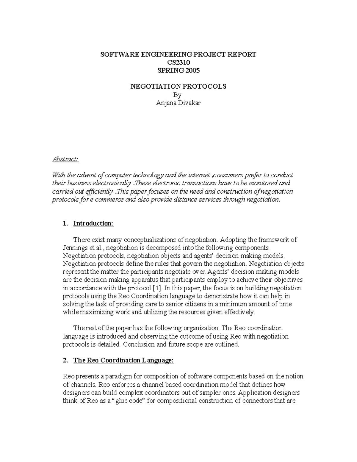 Divpaper - SOFTWARE ENGINEERING PROJECT REPORT CS SPRING 2005 ...