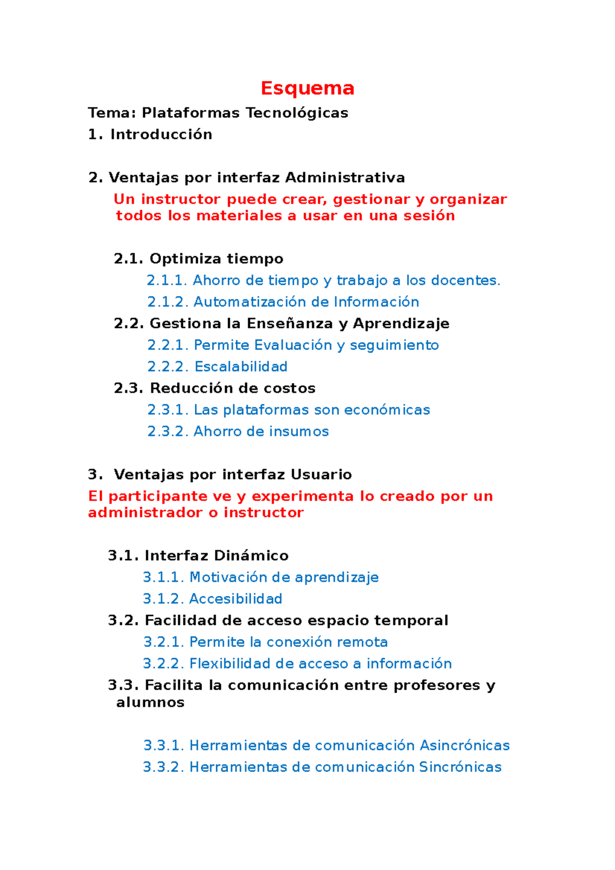 Esquema rd roel - gia - Esquema Tema: Plataformas Tecnológicas Introducción Ventajas por ...