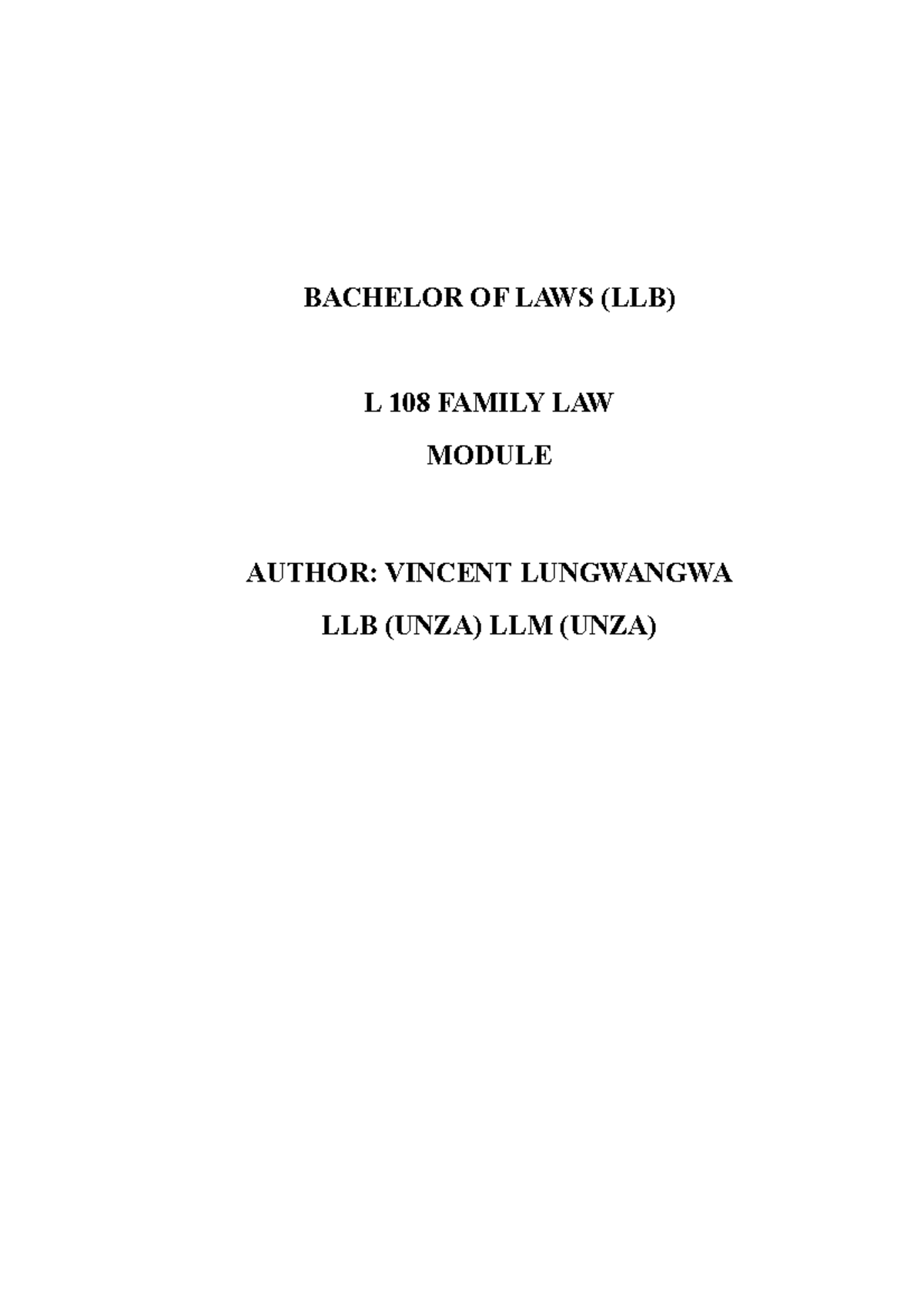 Family LAW Module Lungwangwa NIPA(1)-1 - Family Law - Studocu