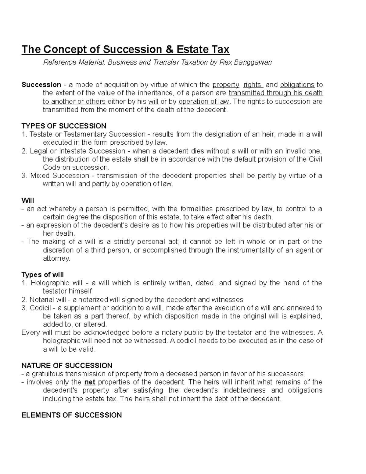 The Concept of Succession - The rights to succession are transmitted ...