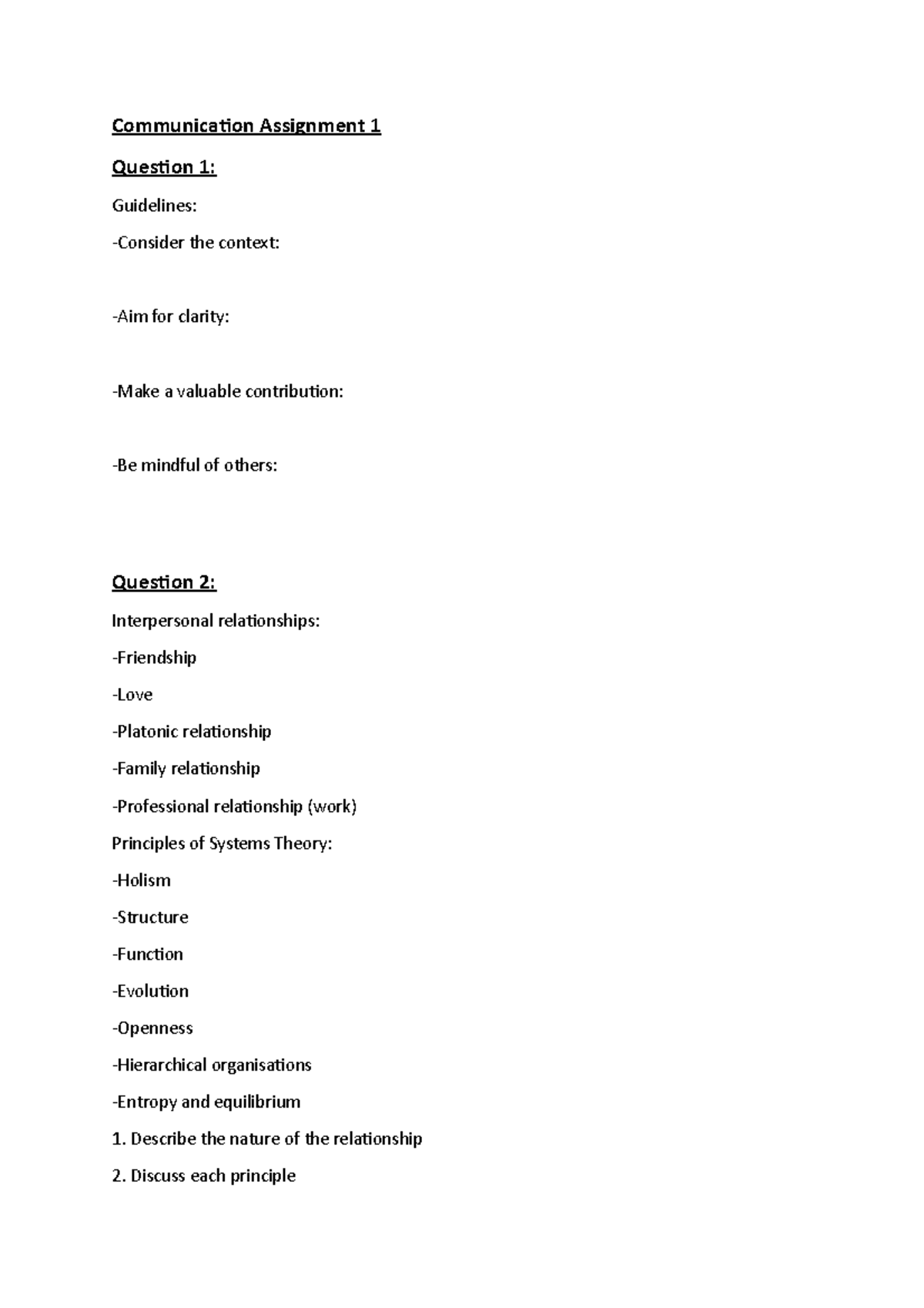 Communication Assignment 1 summaries 1st year - Communication ...