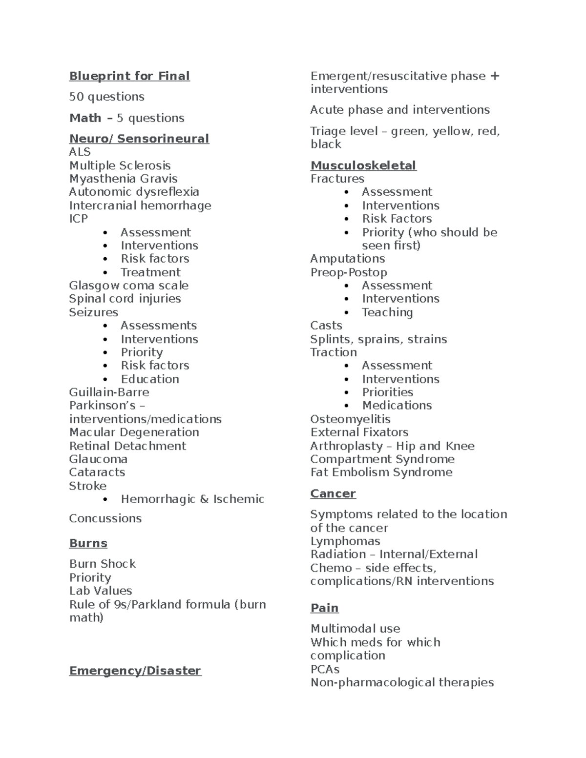 Final Blueprint - Fall 2022 - Blueprint for Final 50 questions Math – 5 ...