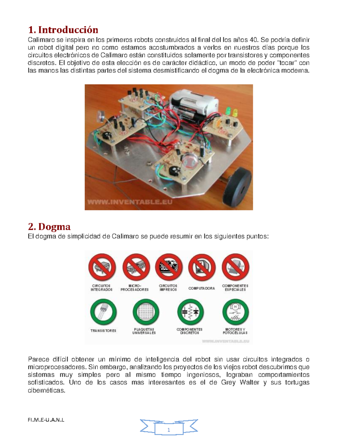 Robot con transistores - FI.M.E-U.A.N 1. Introducción Calimaro se ...